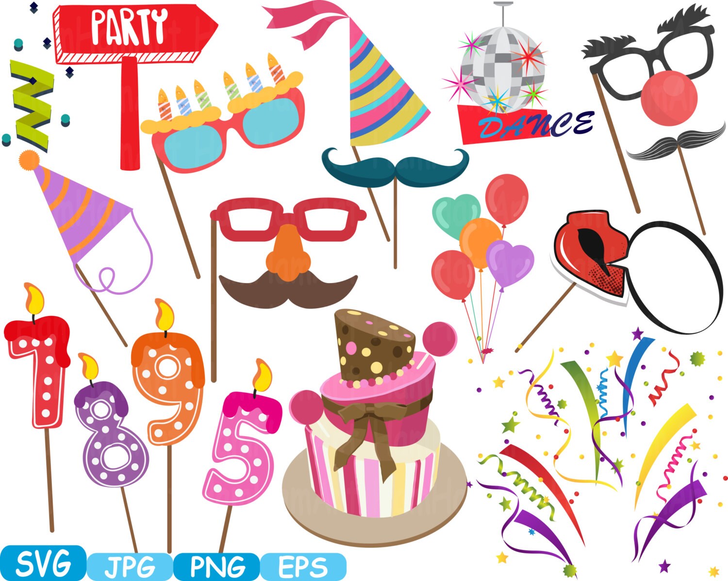 Birthday Party Photo Booth Props Candles Numbers SVG Cutting - Etsy