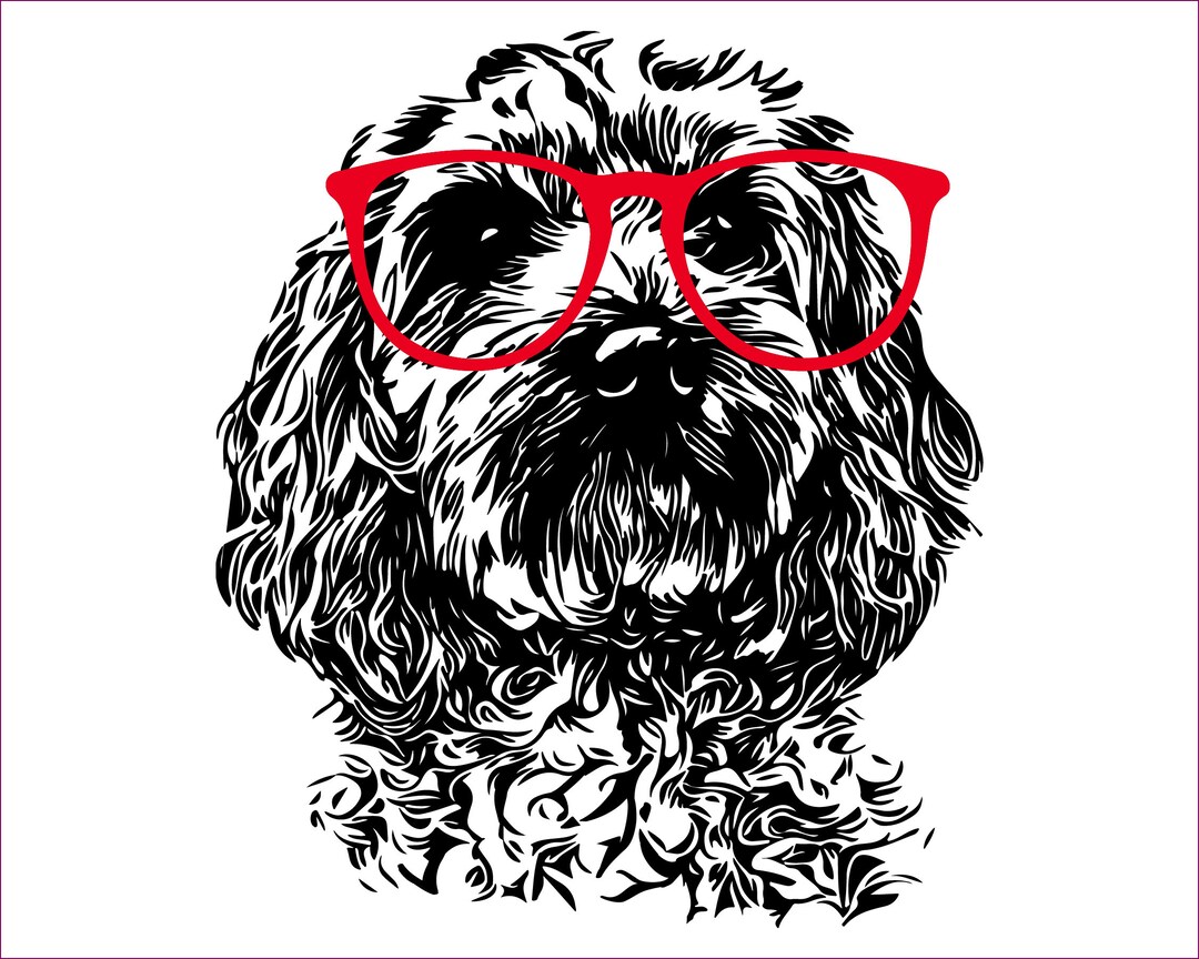 Cockapoo With Glasses Svg Dog Face Head American Clipart - Etsy
