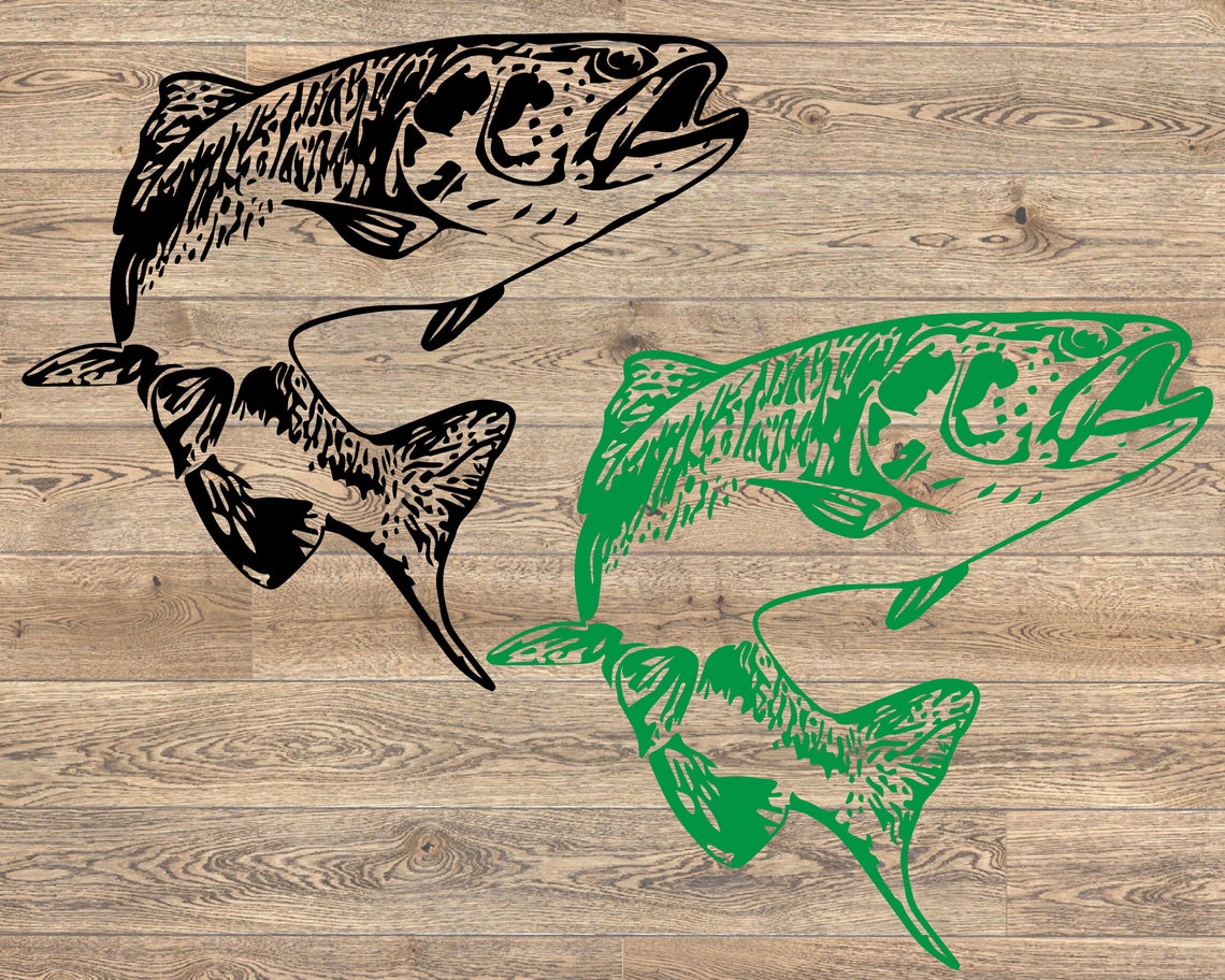 Trout Fish Silhouette SVG Cutting Files Clipart Cricut | Etsy