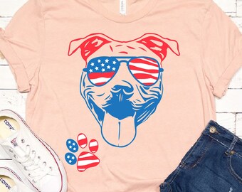 Pit Bull USA Flag Glasses Paw United States Flag America - Etsy