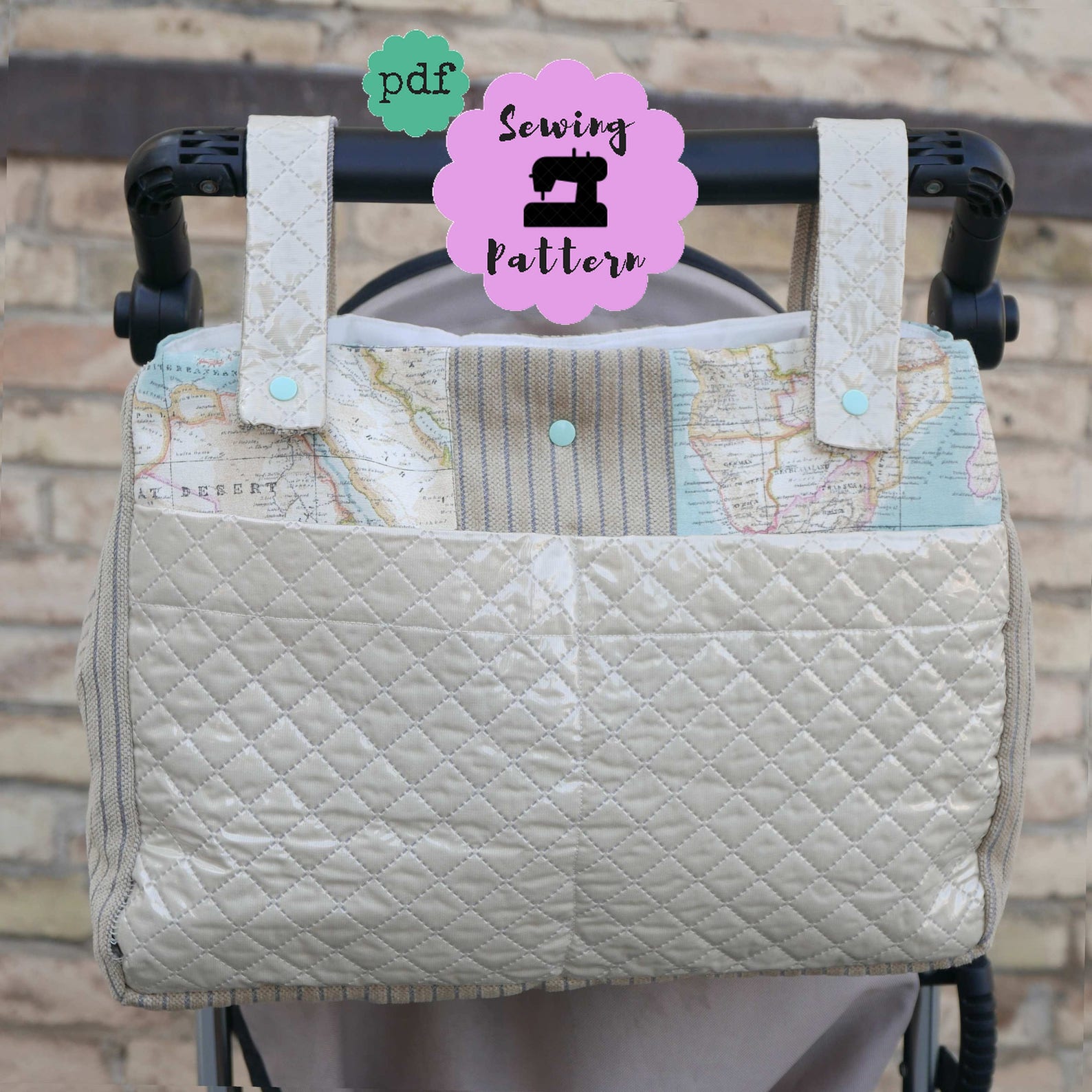 Pram Caddy PDF Pattern: Pram Organizer, Stroller Caddy, Pram Caddy ...