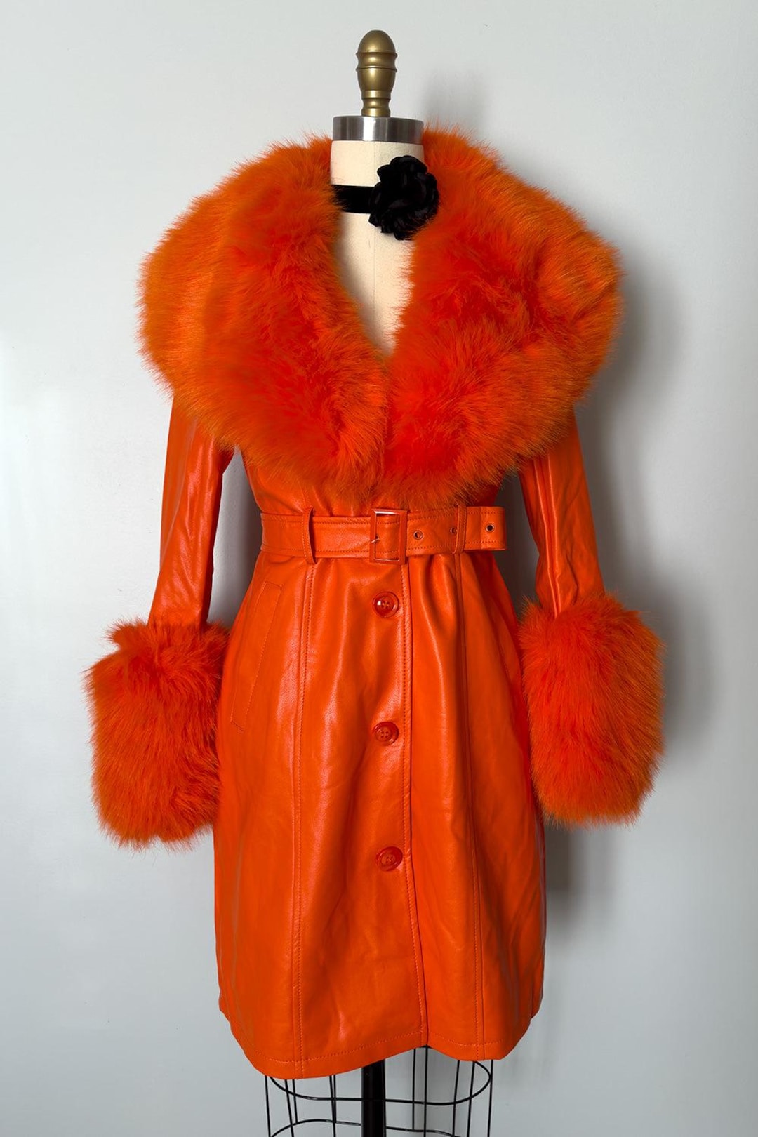 The Mae West Faux Fur Jacket Orange - Etsy