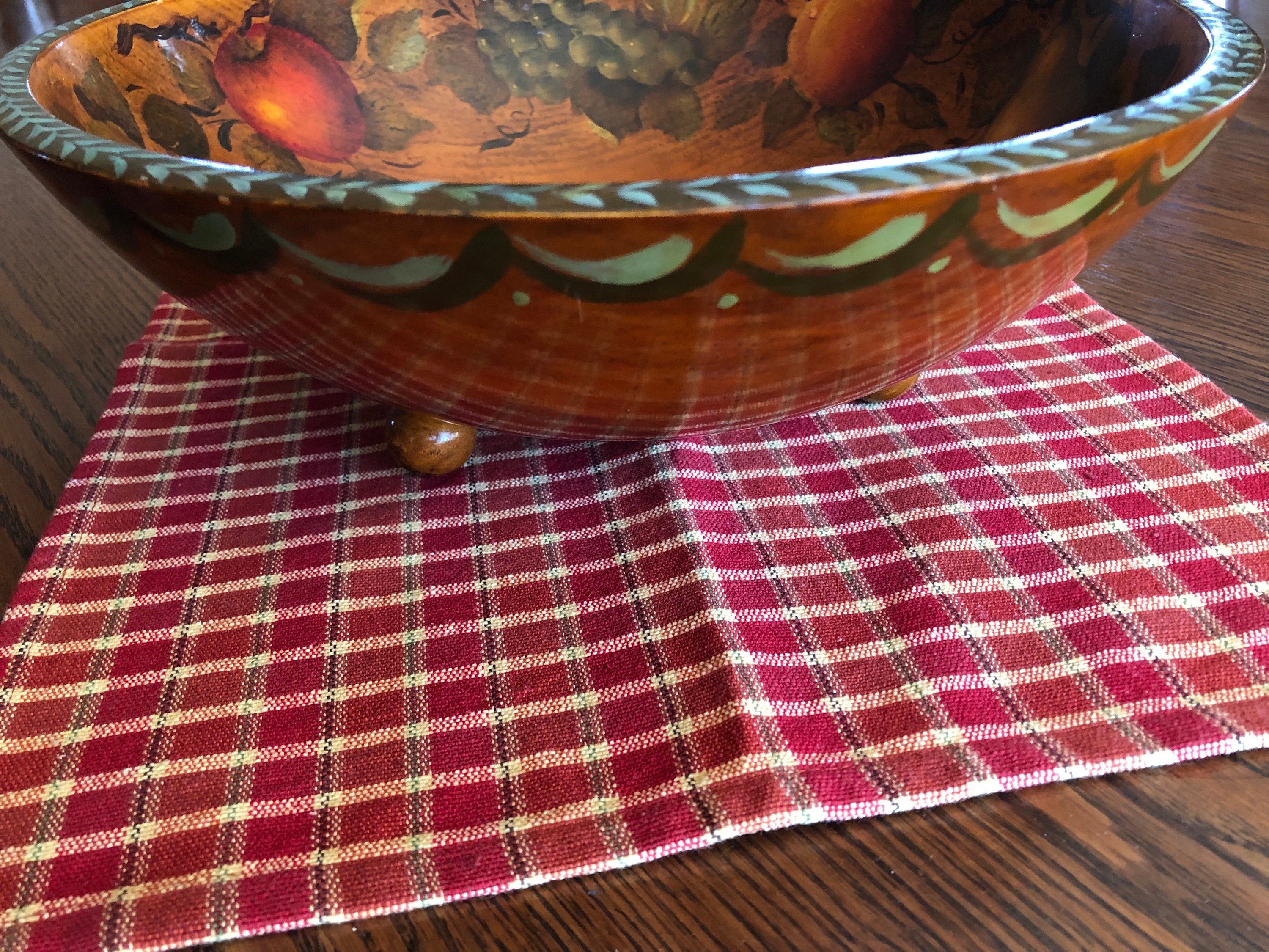 Vintage Tole Painted Three Footed Wood Bowl Fruit Bowl - Etsy