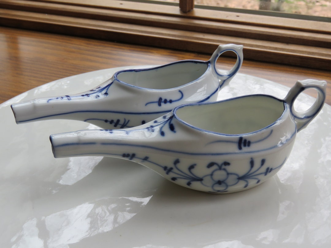 Pair of Antique Invalid Feeders, 19th Century Porcelain Pap Feeders ...