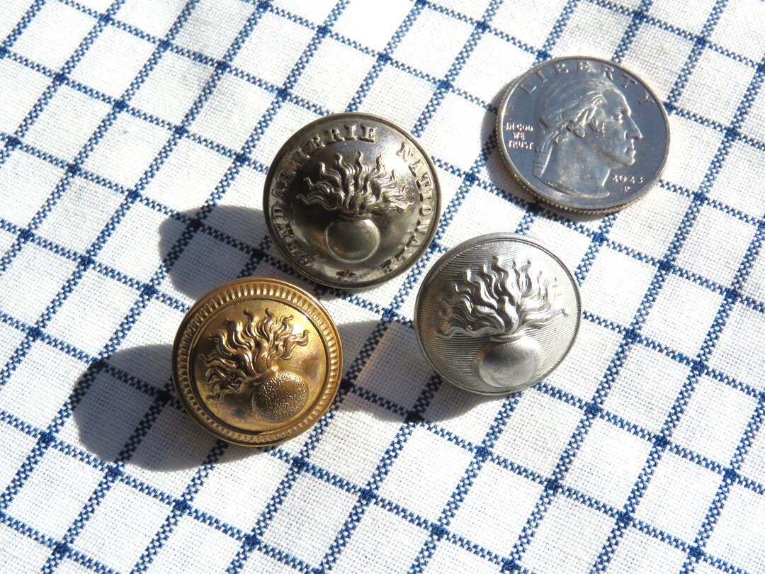 Three French Military Flaming Bomb Buttons, Gendarmerie, French Armed ...