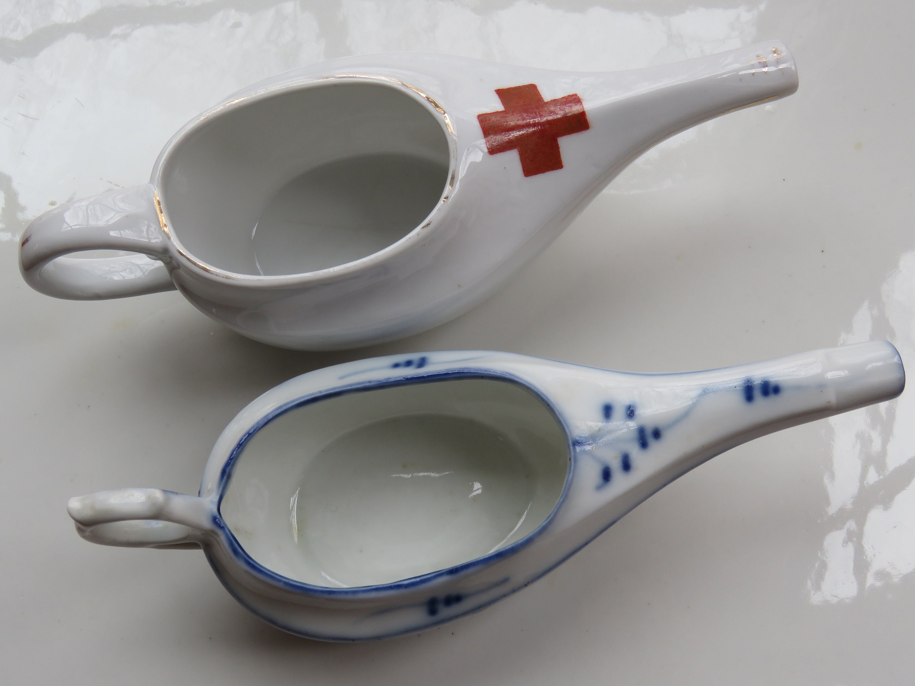 Two Vintage Invalid Feeders, Red Cross, Blue Onion, Meissen Germany ...