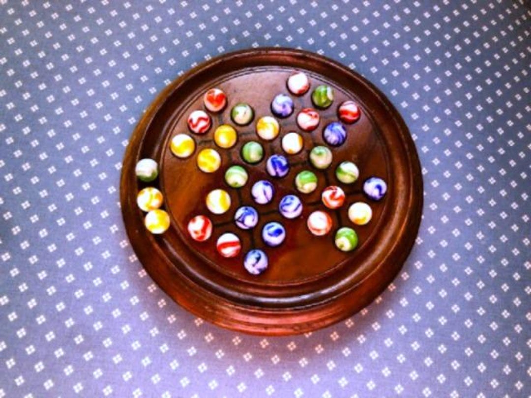 Victorian Marble Treenware Game Board, 36 Mid-century Assorted Swirl ...