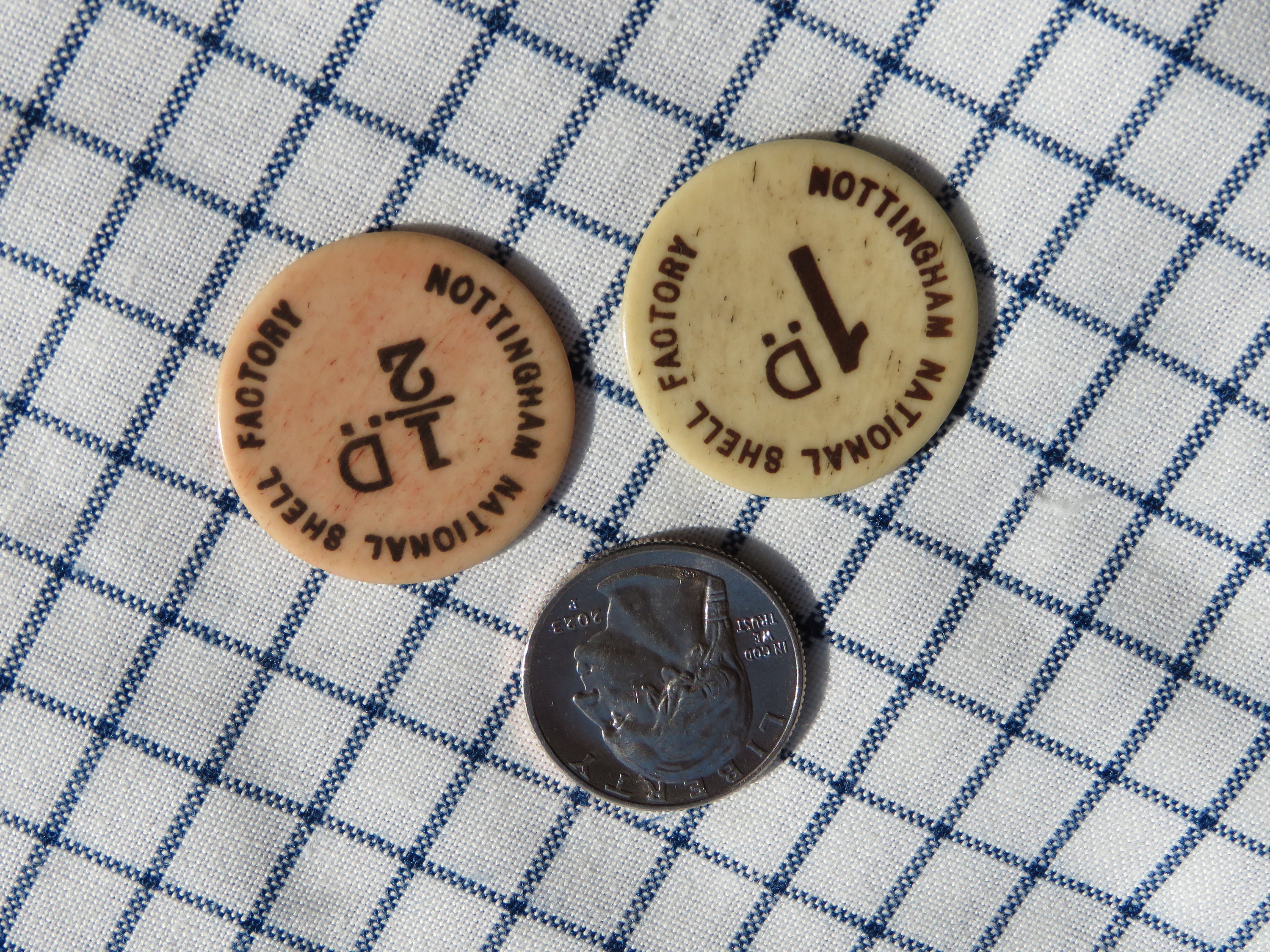 Two Bakelite WWI Food Tokens for British Munitions Factory, Nottingham ...