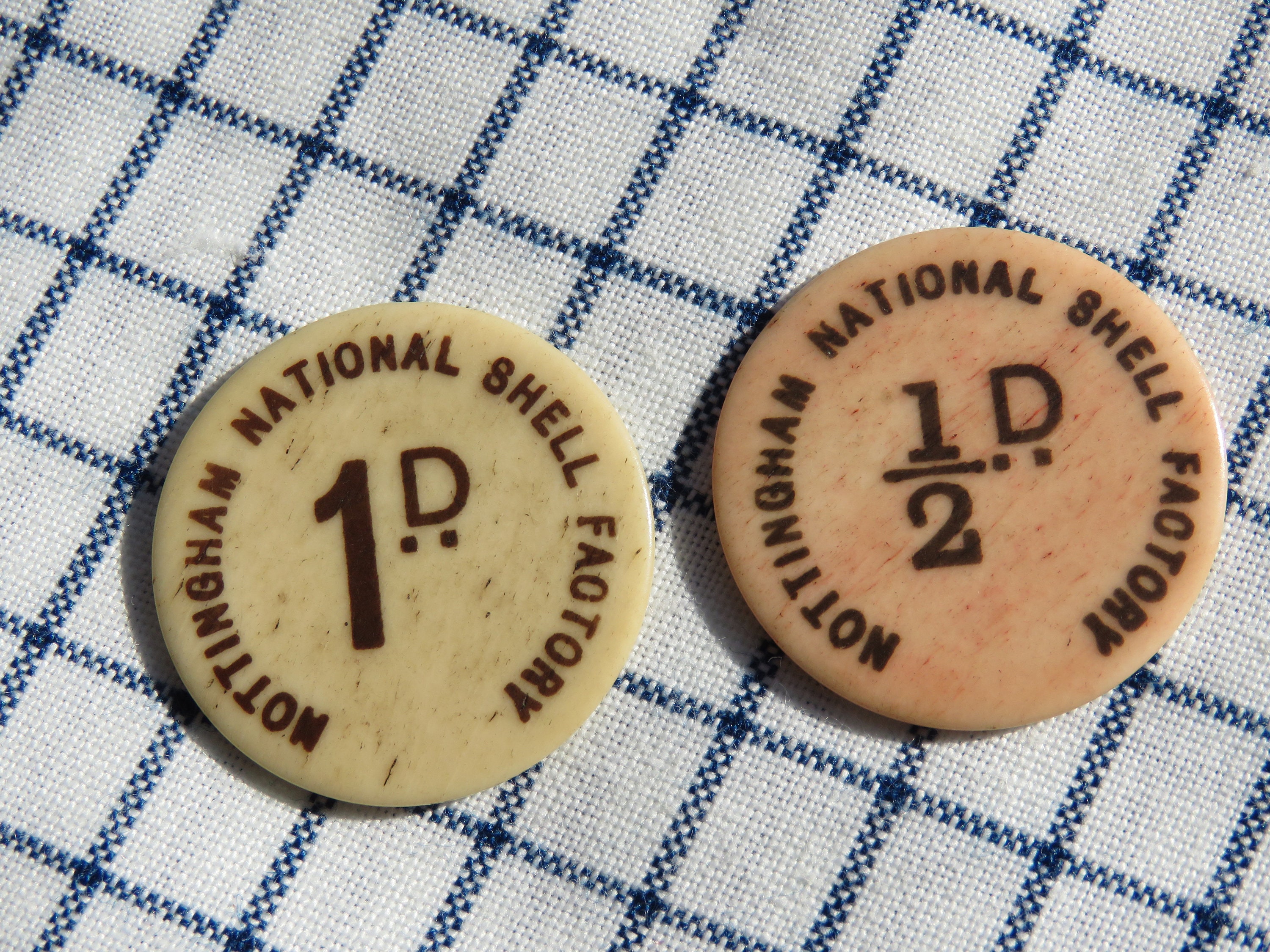 Two Bakelite WWI Food Tokens for British Munitions Factory, Nottingham ...