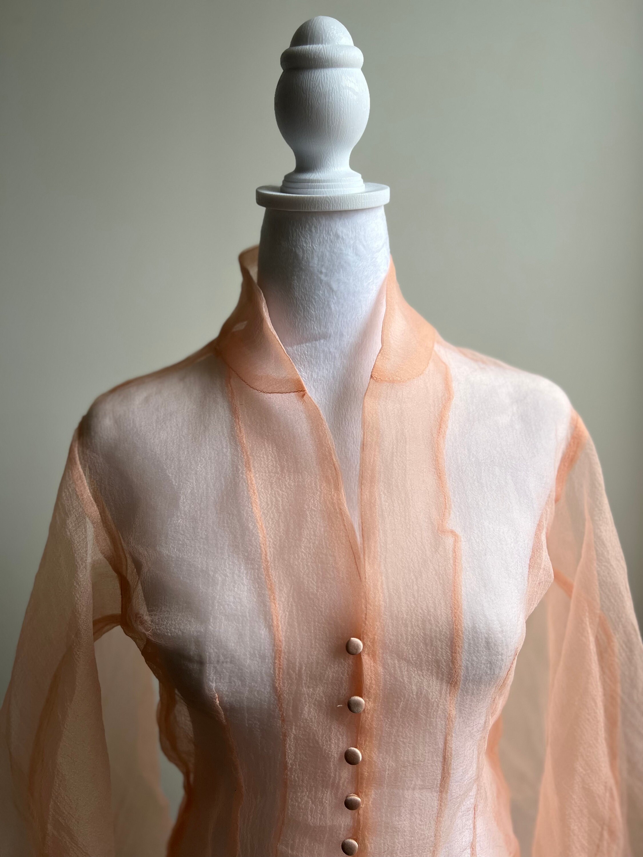 Sheer Pink Ballon Sleeve Organza Blouse. Never Been Worn Dead Stock See ...