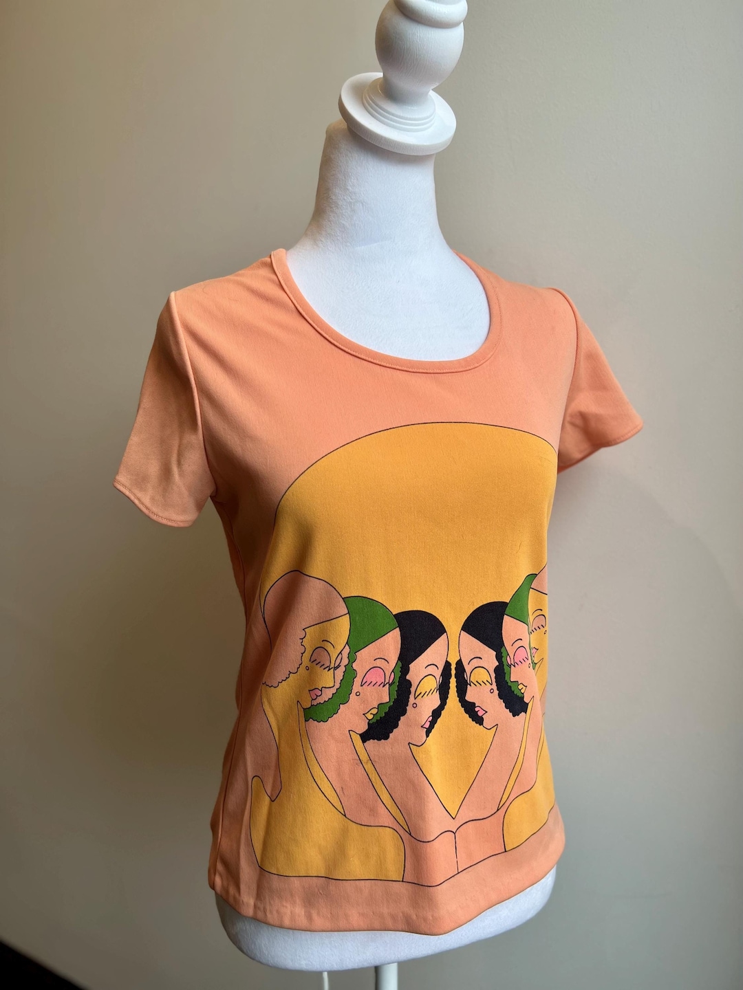 Vintage 1970s Does 1920s Art Deco Flapper Shirt With Scoop Neck and Cap ...