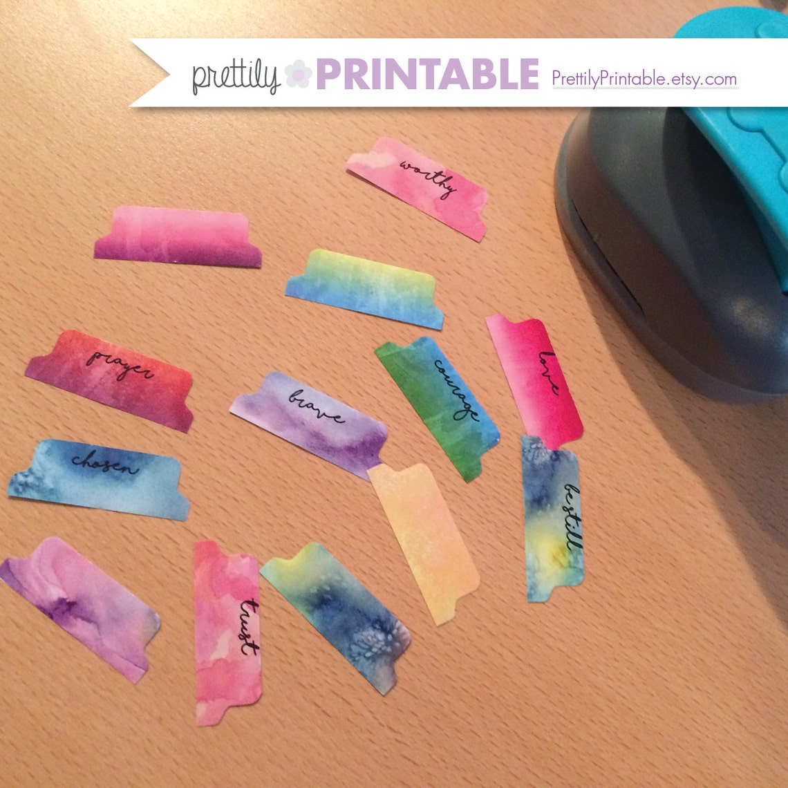 Printable Blank Bible Tabs - Watercolor (for Tab Punch) Set of 30 - Etsy