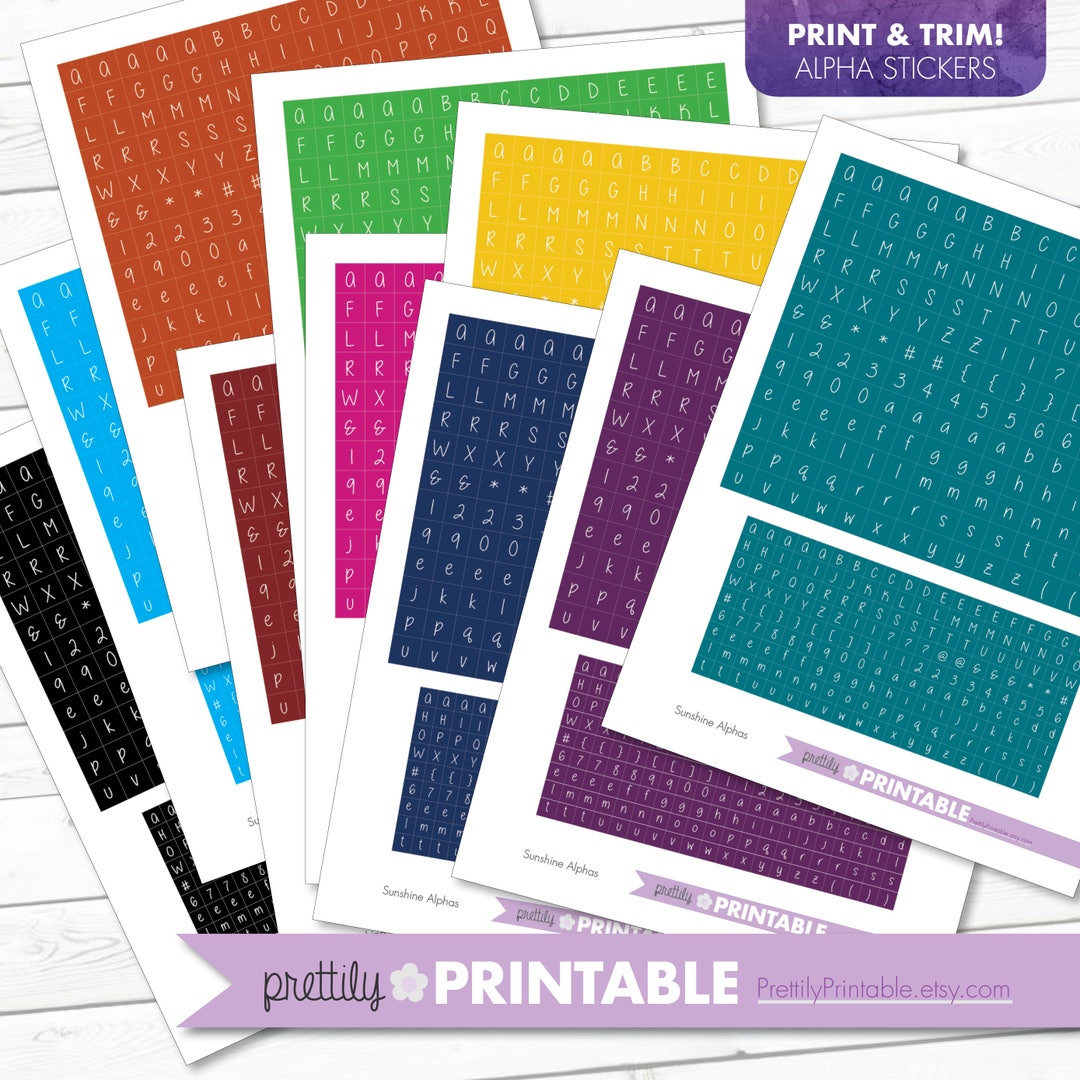 Printable Alpha Stickers - Sunshine - Bible Journaling/scrapbooking - Etsy