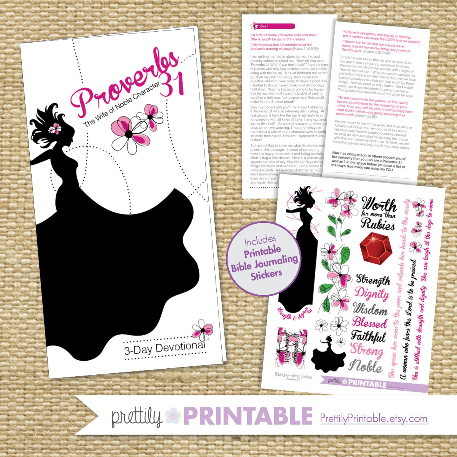 Proverbs 31 3-day Devotional Bible Journaling Kit - Printable - Etsy
