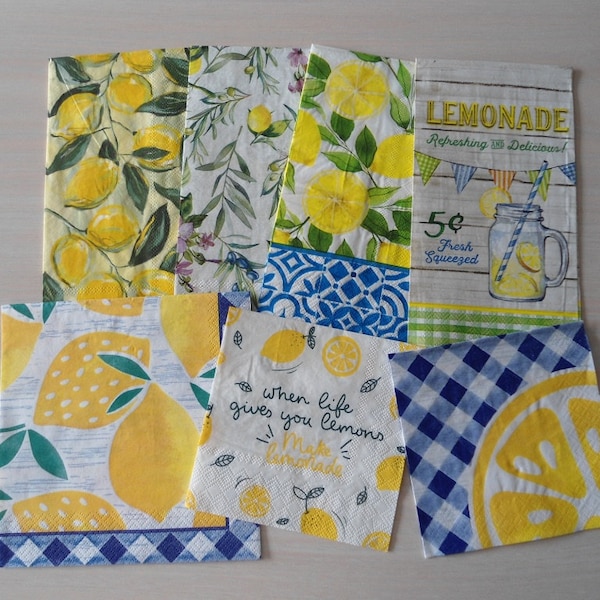 Lemon Paper Napkins - Etsy