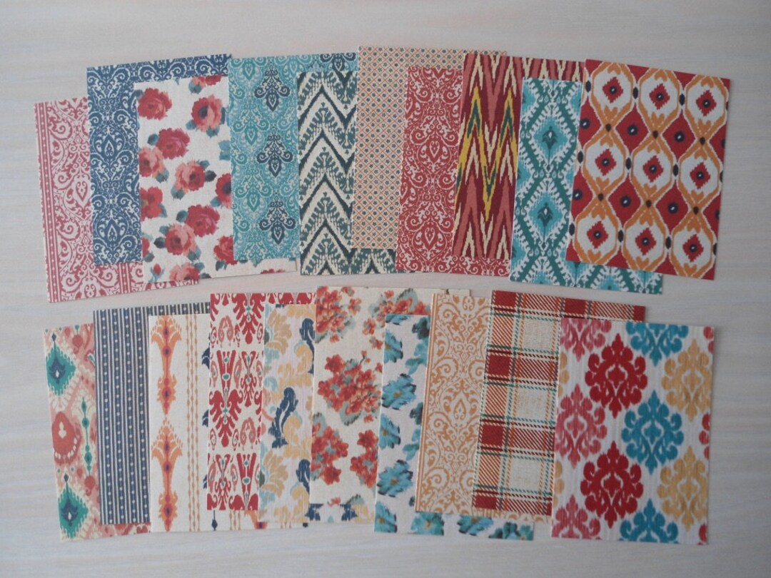 20 Journal Cards Boho Assorted Textiles Mixed Prints for Junk Journals ...