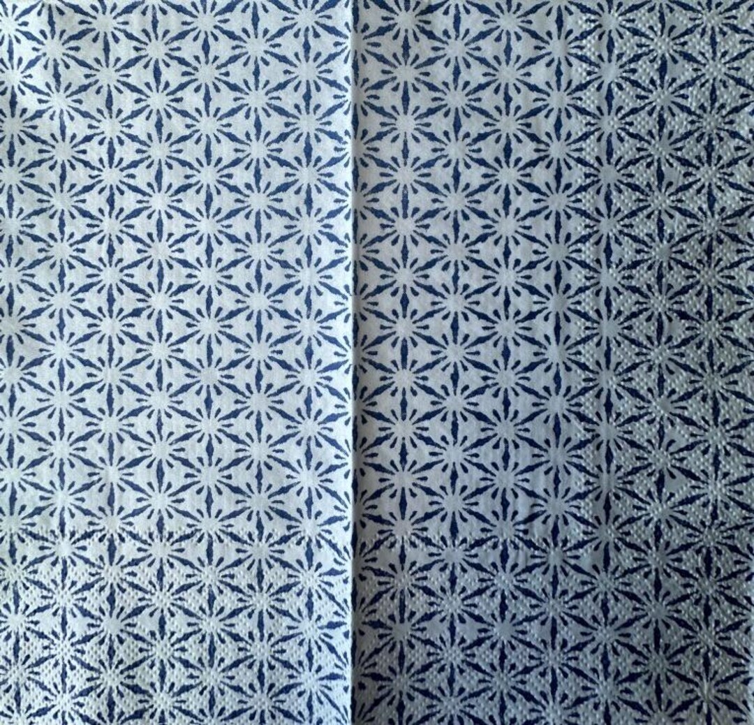4 Decoupage Dinner Napkins Starburt Navy Blue and White Symmetrical ...