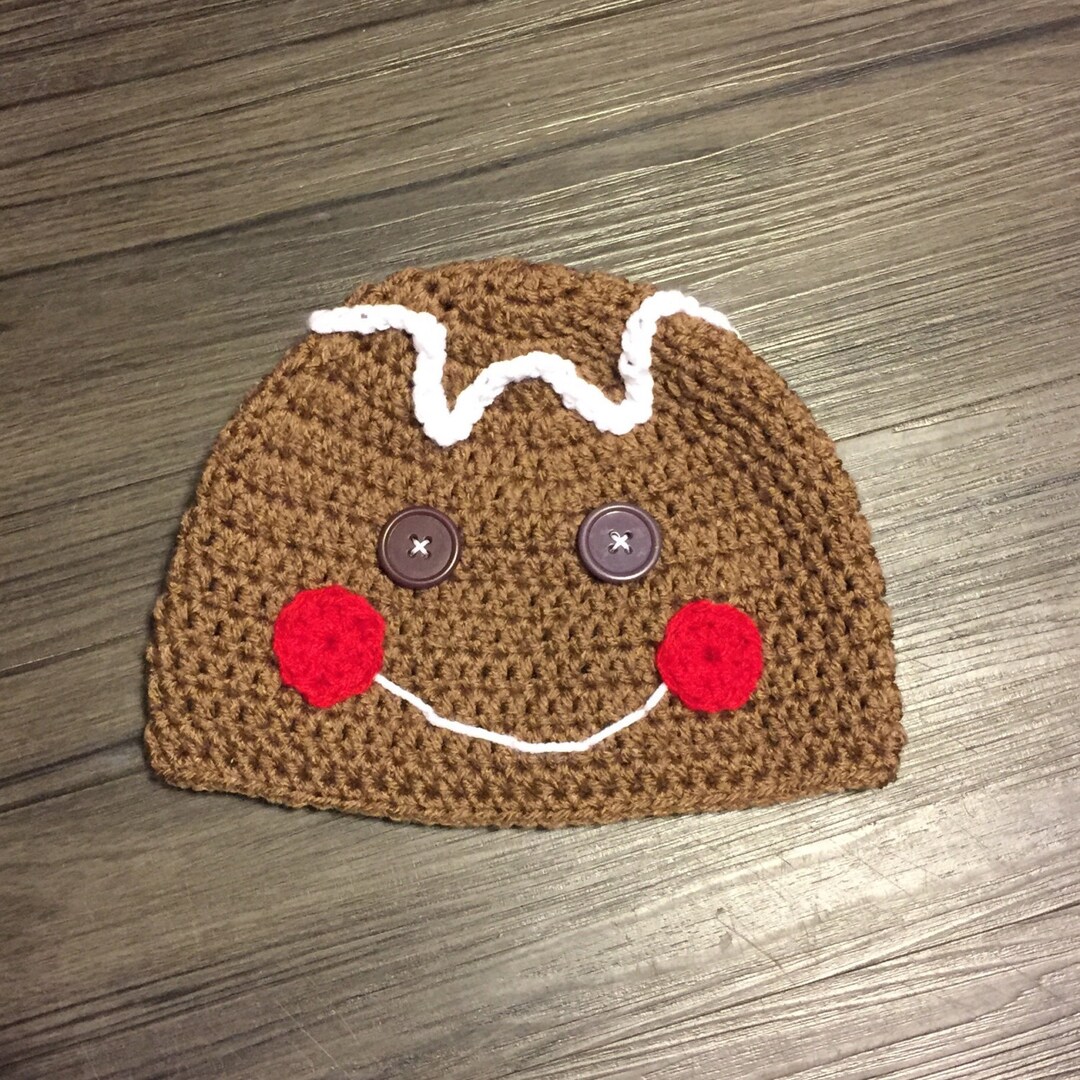 Gingerbread Man Hat, Crochet Gingerbread Man, Crochet Christmas Hat ...