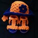 Crochet Baby Sandals Hat Set Mets Themed, Baby Sandals With Sports Team ...