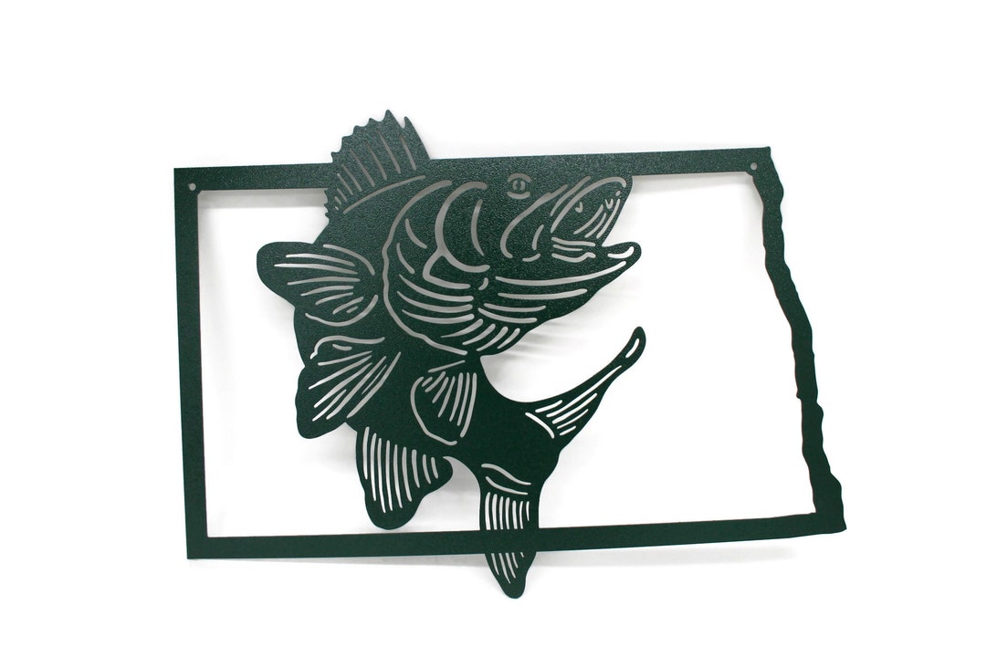 North Dakota Walleye Fishing Metal Wall Art Sign 22 Inches Wide - Etsy