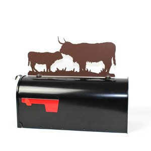 Highland Cow and Calf Metal Mailbox Topper 7 Inches Tall - Does Not ...