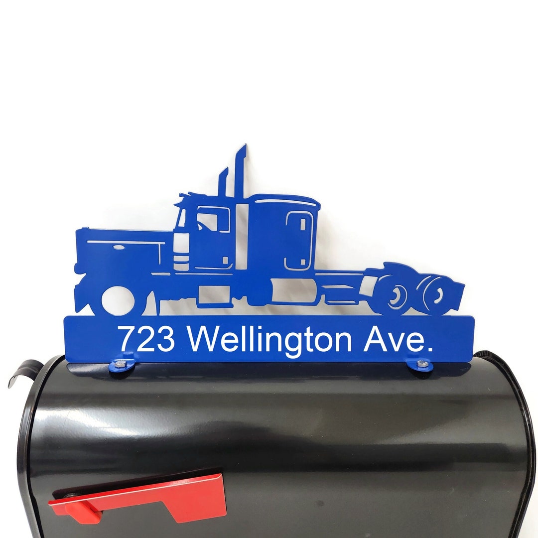 Semi Truck Personalized Metal Mailbox Topper 17 Inches Wide - Does Not ...