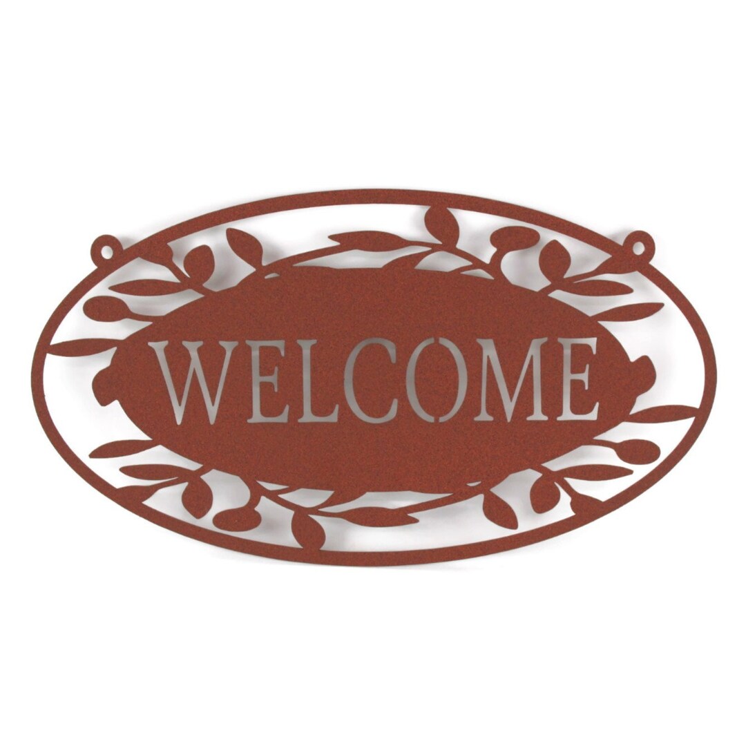 Floral Pattern Outdoor Metal Welcome Sign Powder Coated 16 - Etsy