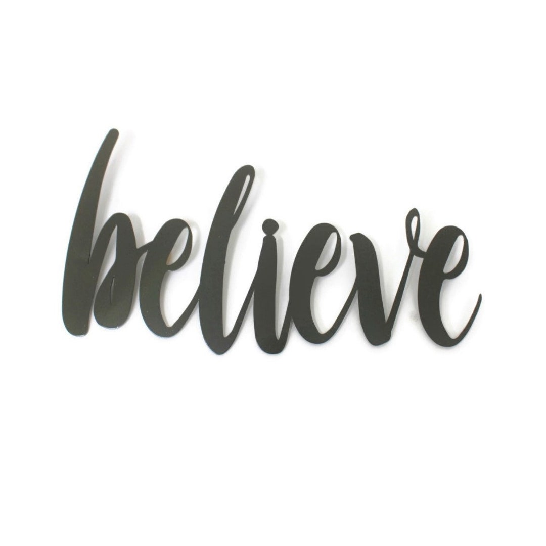 Believe Metal Script Word Sign 13 to 19.5 Inches Wide - Etsy