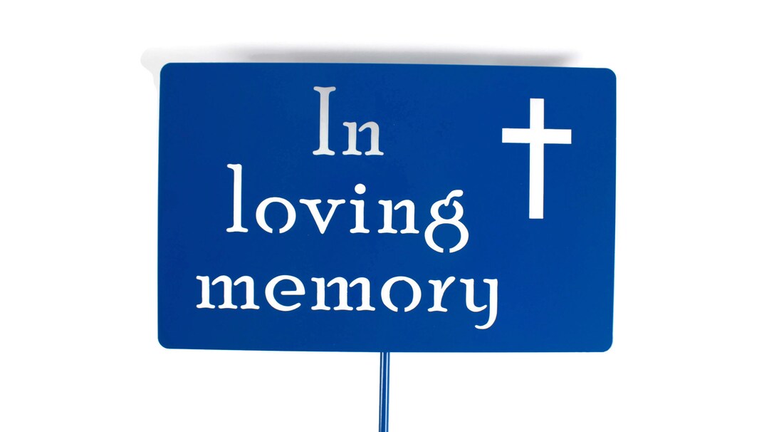 In Loving Memory Metal Garden Stake Grave Marker Memorial Cross Sign 23 ...