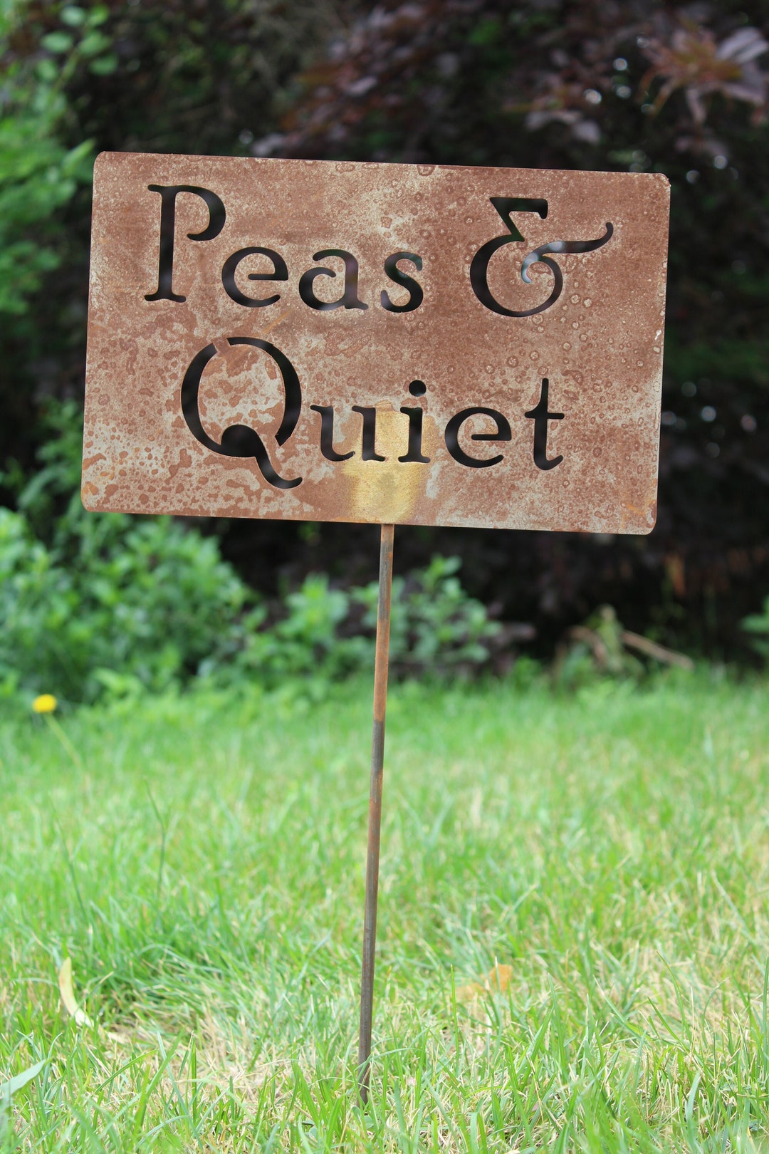 Peas & Quiet Metal Garden Stake Sign 20 to 48 Inches Tall - Etsy