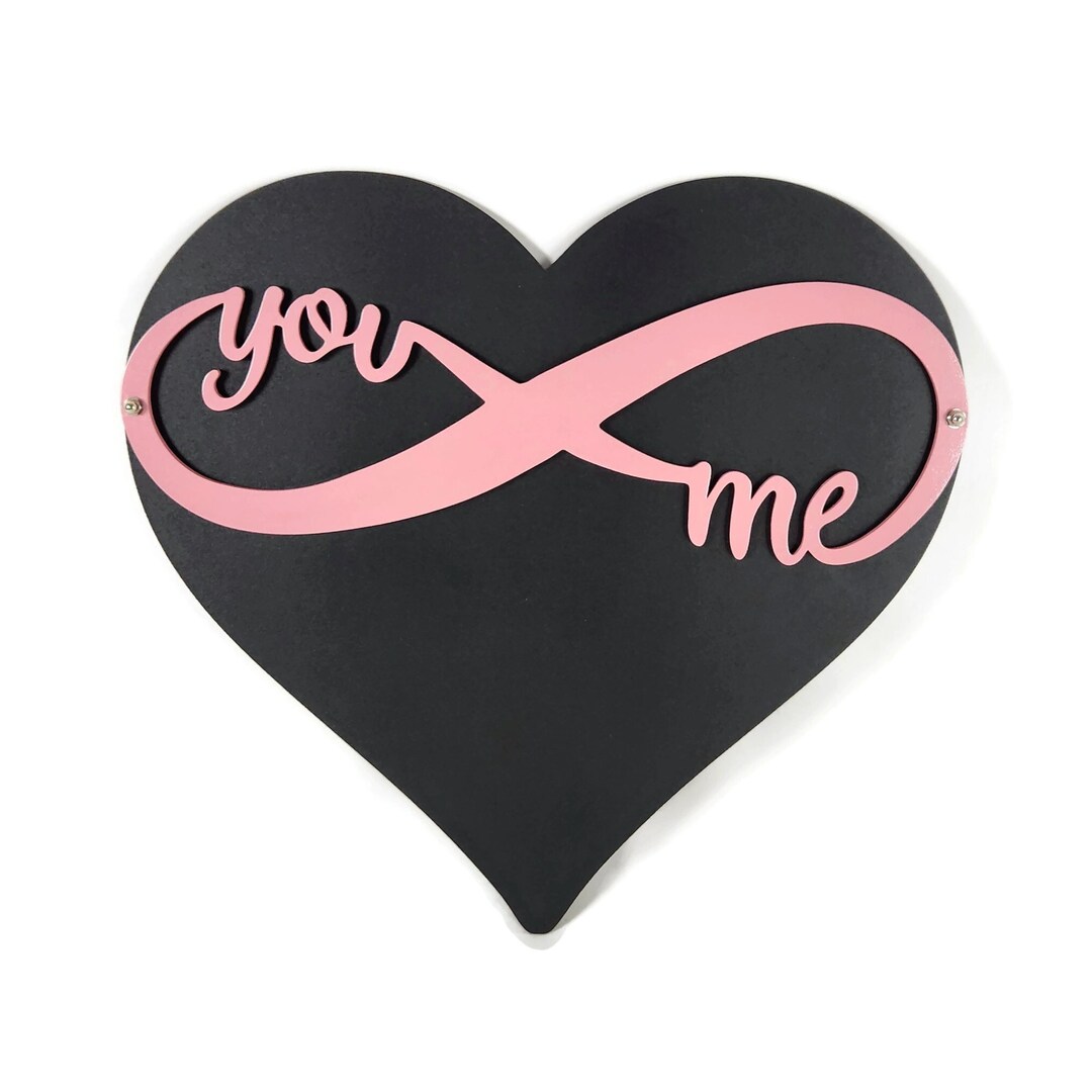 Valentine Heart Layered Infinity You and Me Metal Wall Art Sign 16 to ...