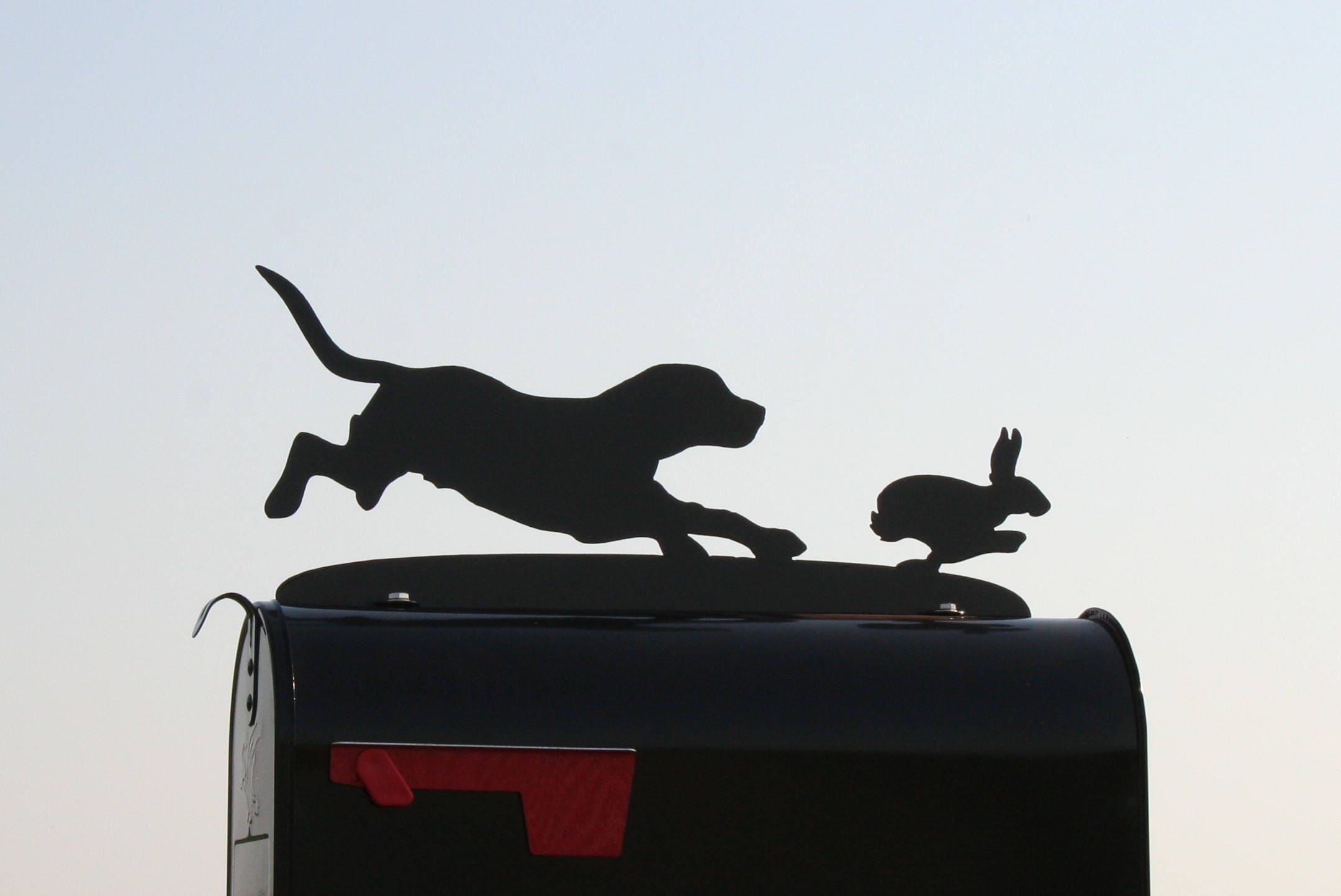 Metal Beagle Hunting Dog Chasing Rabbit Mailbox Topper | Etsy