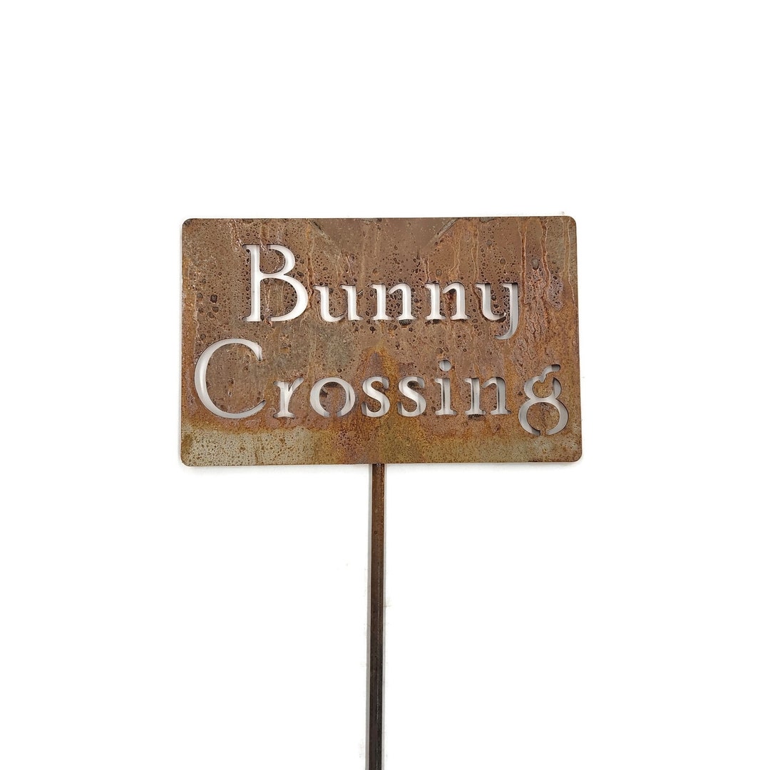 Bunny Crossing Metal Garden Stake Sign Small to XL - Etsy