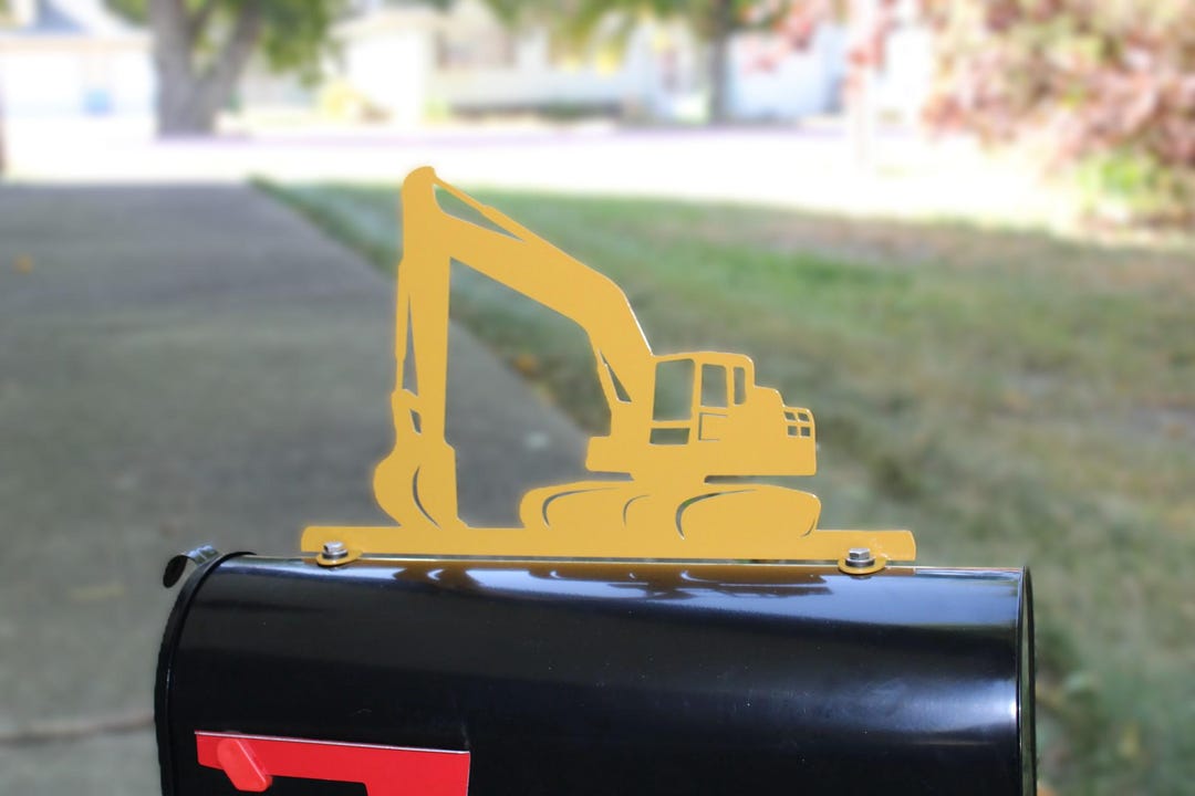 Excavator Metal Mailbox Topper 9 Inches Tall - Does Not Include a ...