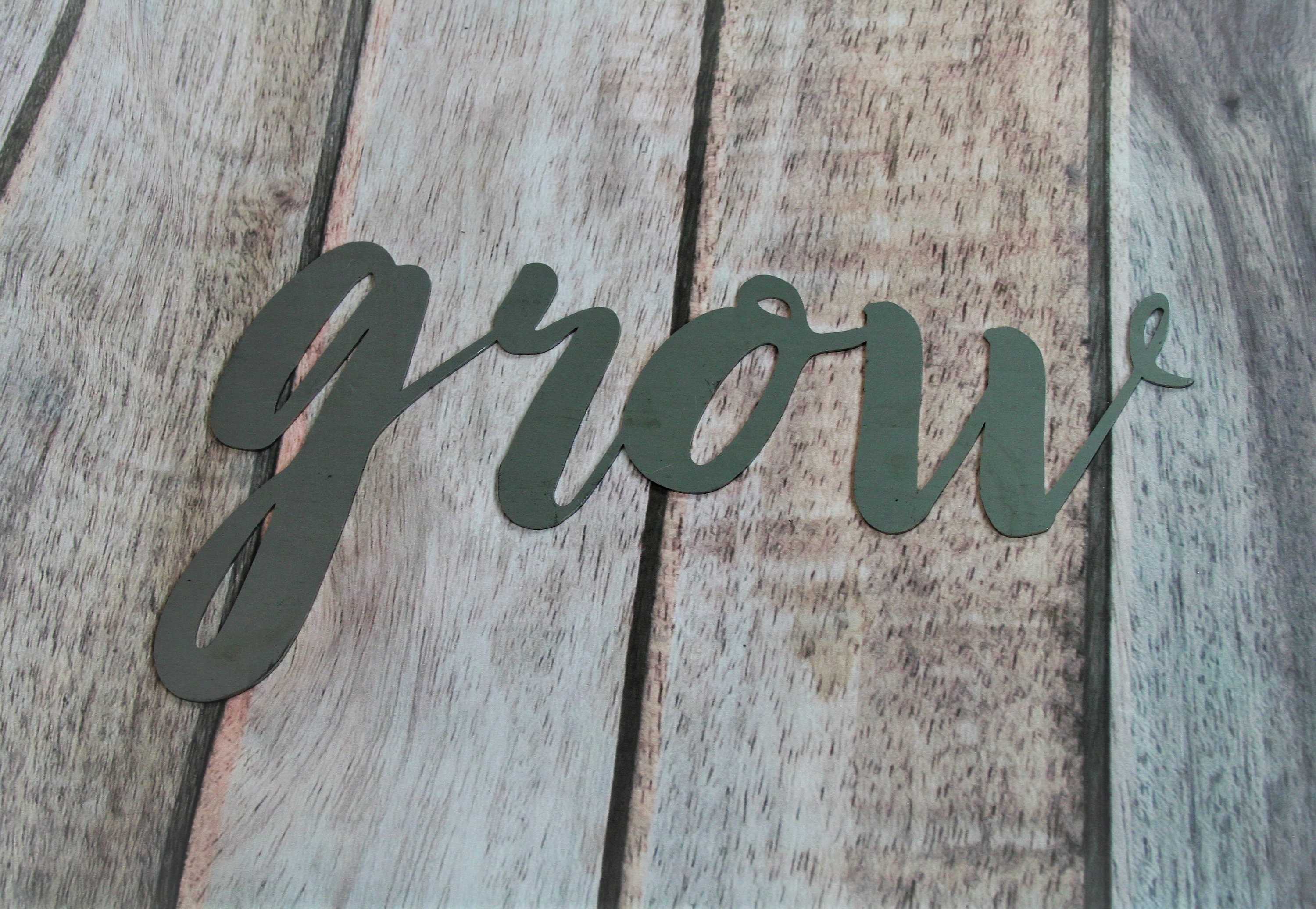 Grow script grow metal sign metal word art steel word art | Etsy
