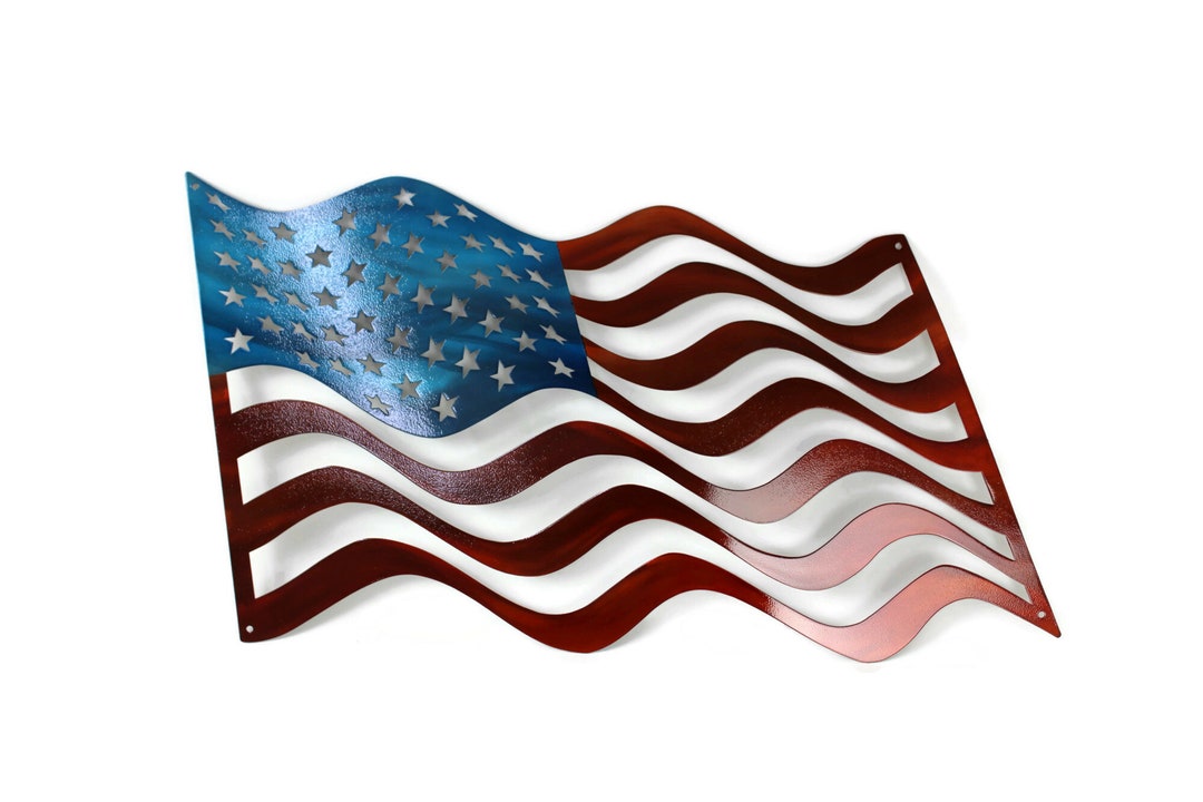 Waving Flag Metal Stainless Steel Sign 25 Inches Wide - Etsy