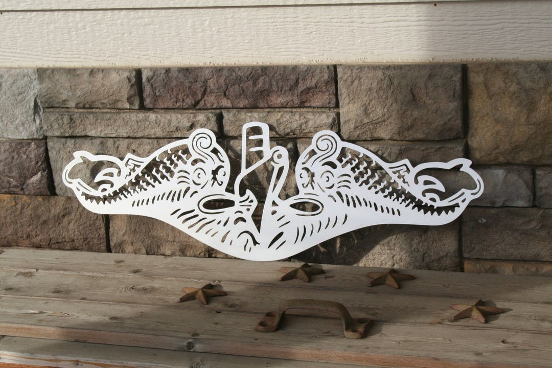 US Navy Submarine Dolphins Wall Art: Stainless Steel, 25 Inch ...