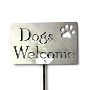 Dogs Welcome Paw Print Metal Yard Sign 20 to 48 Inches Tall - Etsy