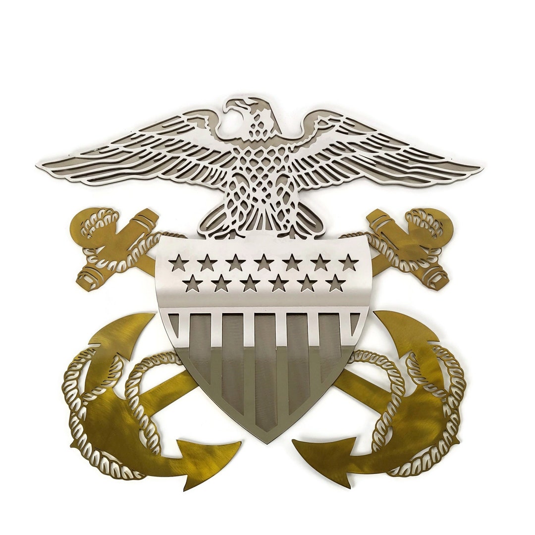 US NAVY Officer's Crest Stainless Steel Wall Sign 19 to - Etsy
