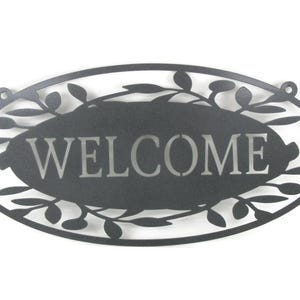 Metal Welcome Sign Wall Art With Leaf Pattern 16 Inches Wide - Etsy