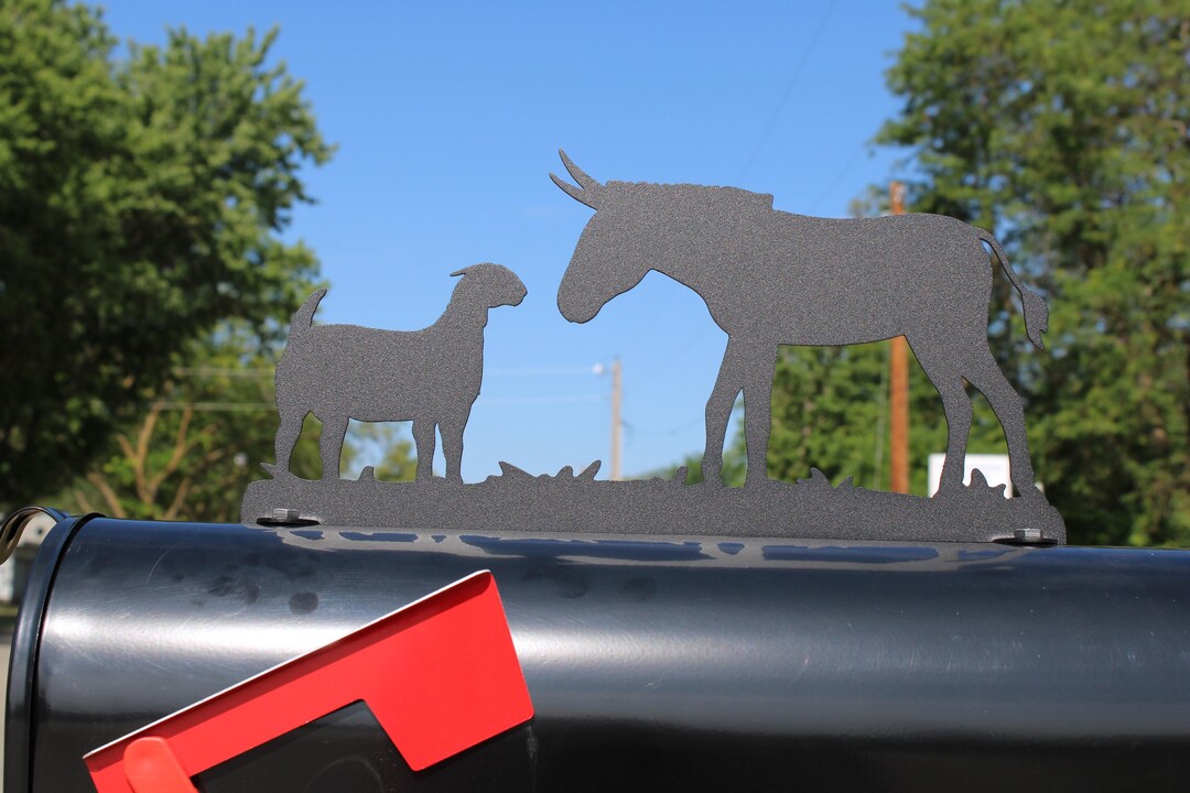 Donkey and Goat Metal Mailbox Topper 6.75 Inches Tall Does Not Include ...