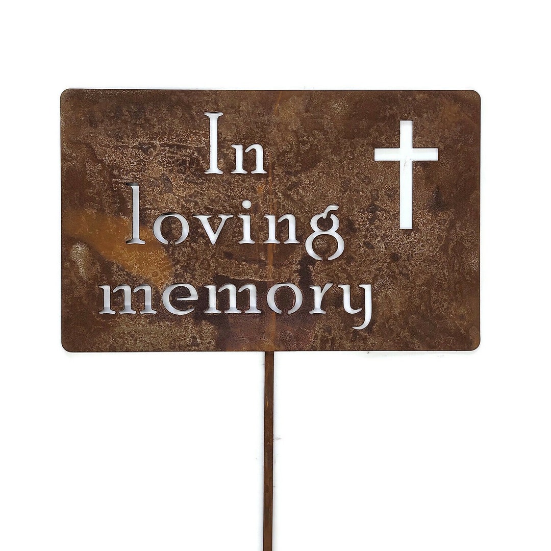 In Loving Memory Metal Garden Stake Grave Marker Memorial Cross Sign 23 ...