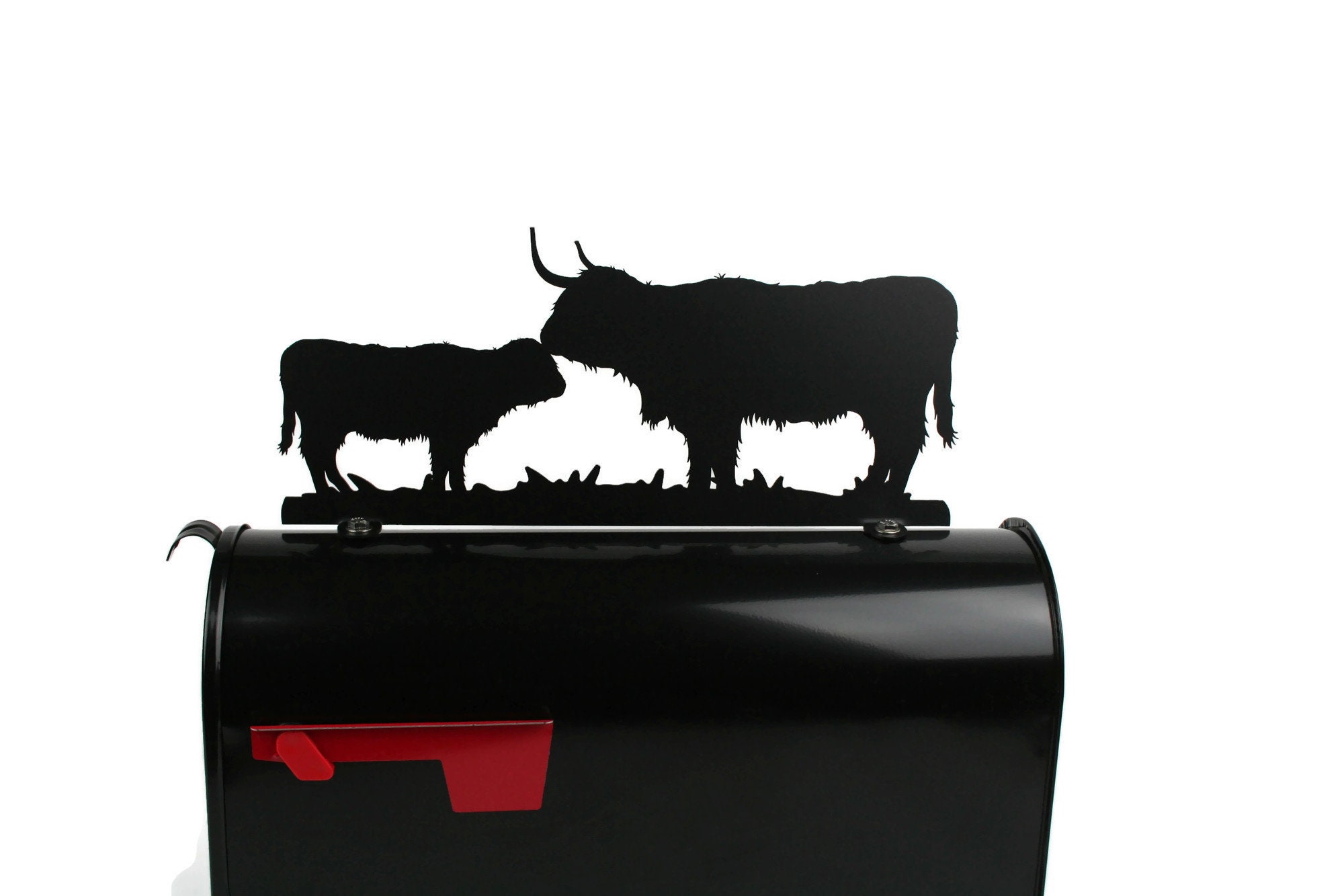 Highland Cow and Calf Metal Mailbox Topper Metal Highland | Etsy