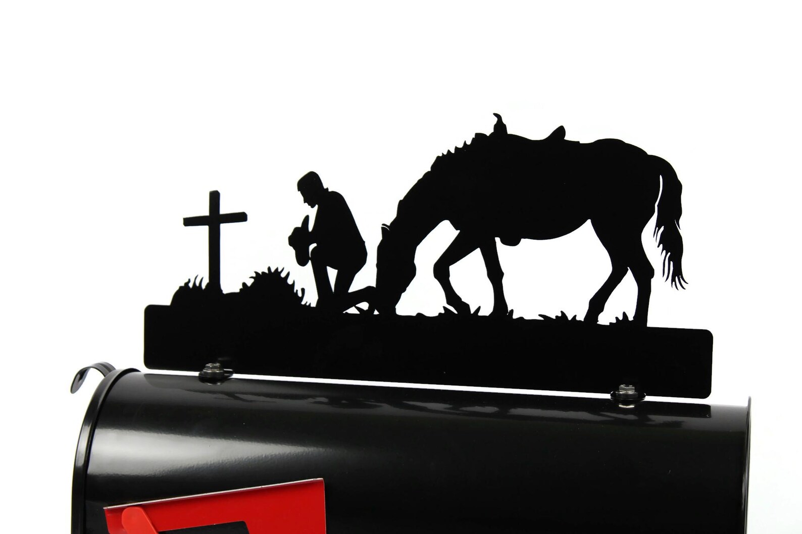 Praying Cowboy Custom Metal Mailbox Topper 17 Inches Wide - Does Not ...