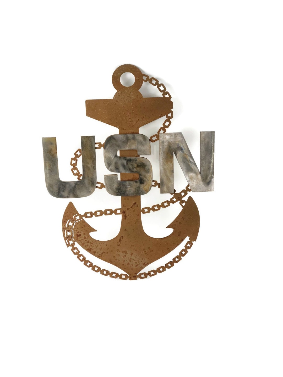 US Navy Chief Anchor Rustic Metal Wall Sign - 19 Inch - Officially ...
