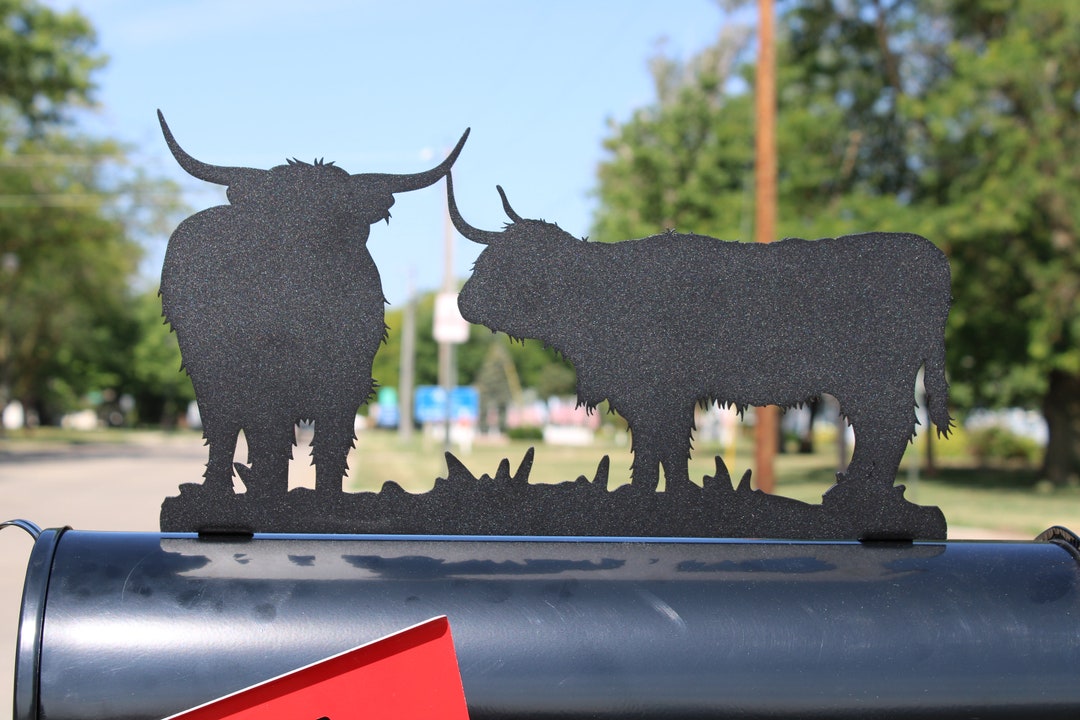 Highland Cattle Metal Mailbox Topper 7.75 Inches Tall - Does Not ...