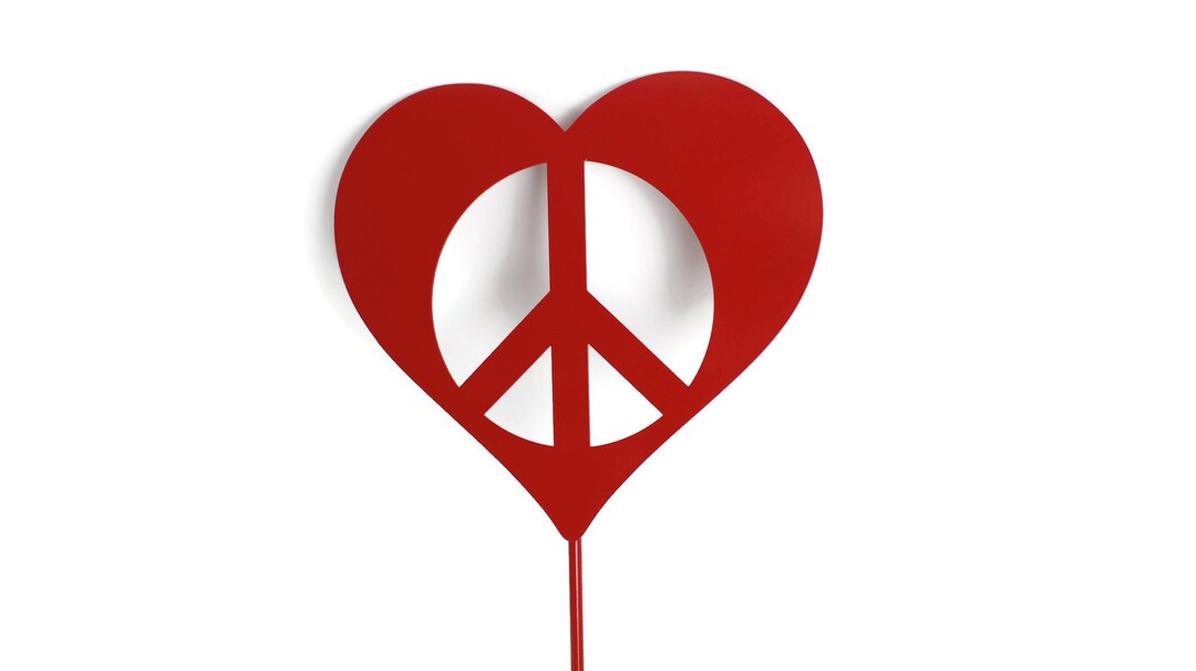Metal Peace Heart Garden Stake or Stand 21 to 28 Inches Tall - Etsy