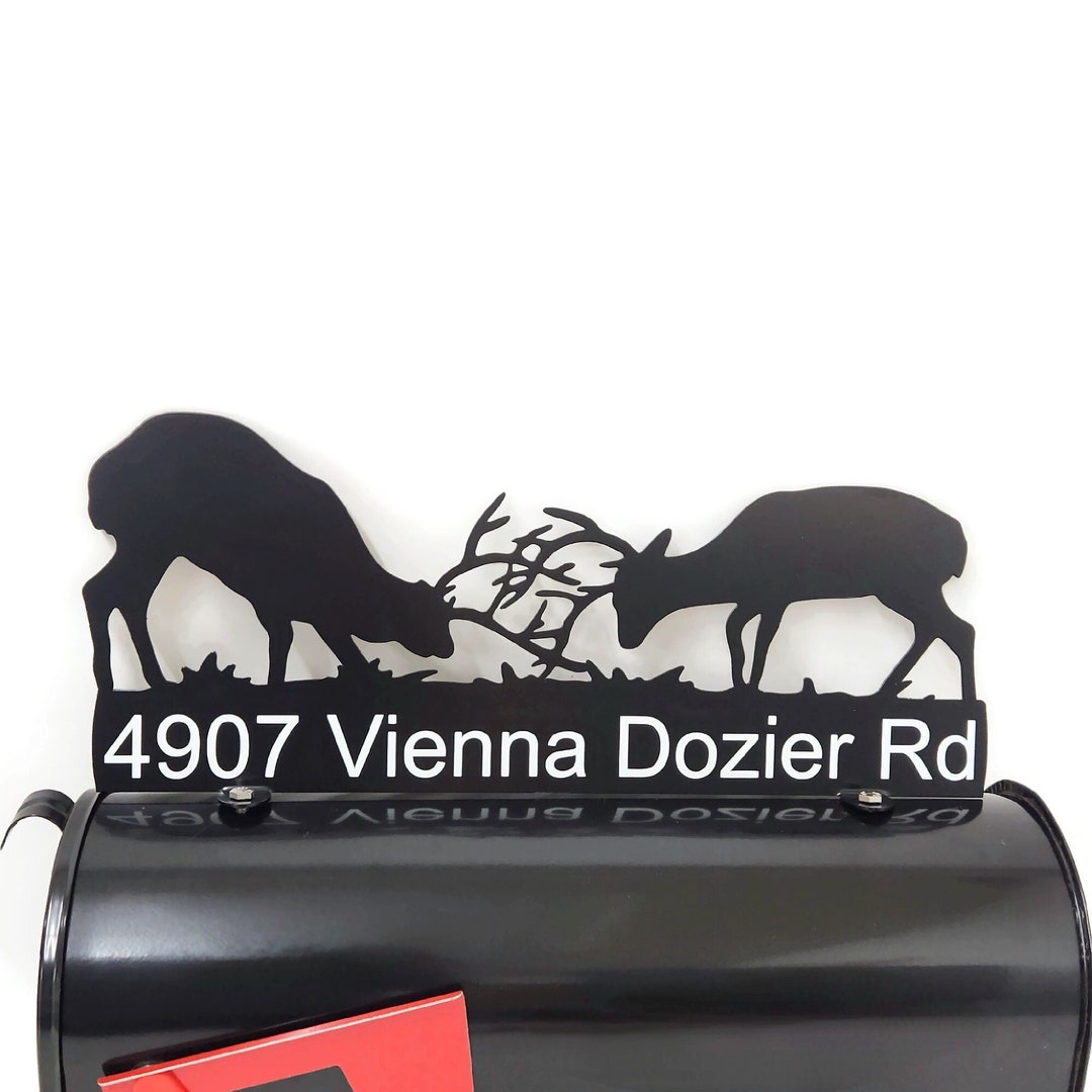 Fighting Deer Antlers Tangled Custom Metal Mailbox Topper 18 Inches ...