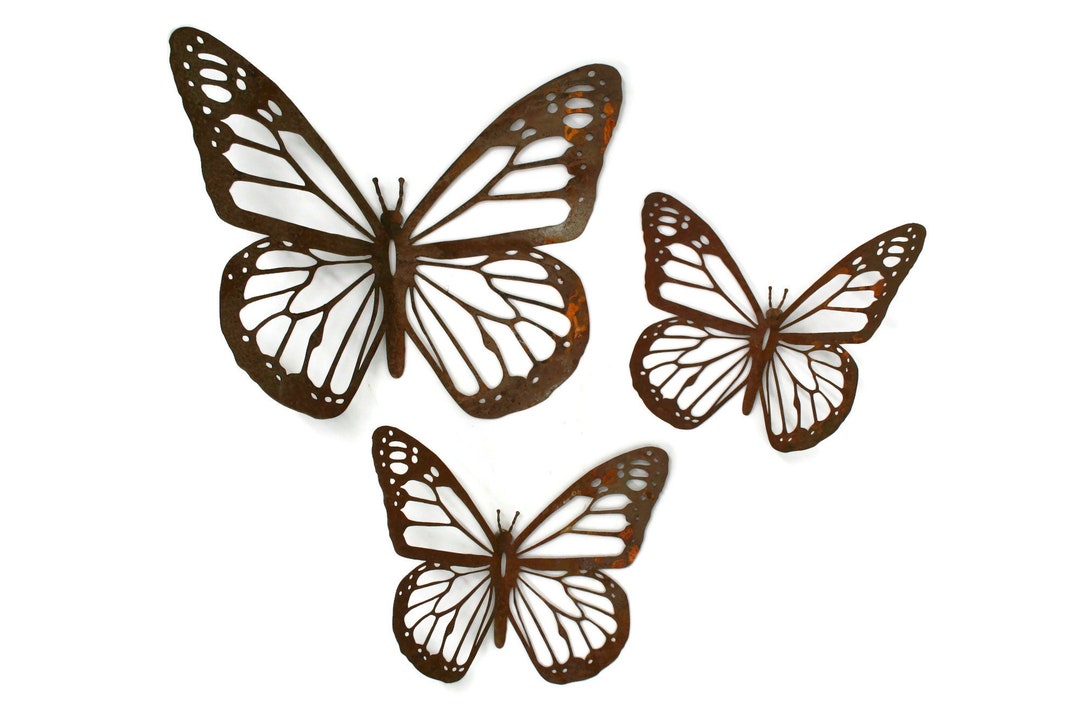 Monarch Butterfly Metal Garden Art 10 to 36" Purchase as Sets - Etsy