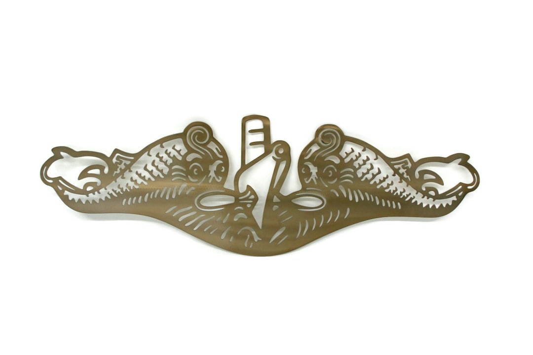 US Navy Submarine Service Pin Gold Officer Dolphins Stainless Steel ...